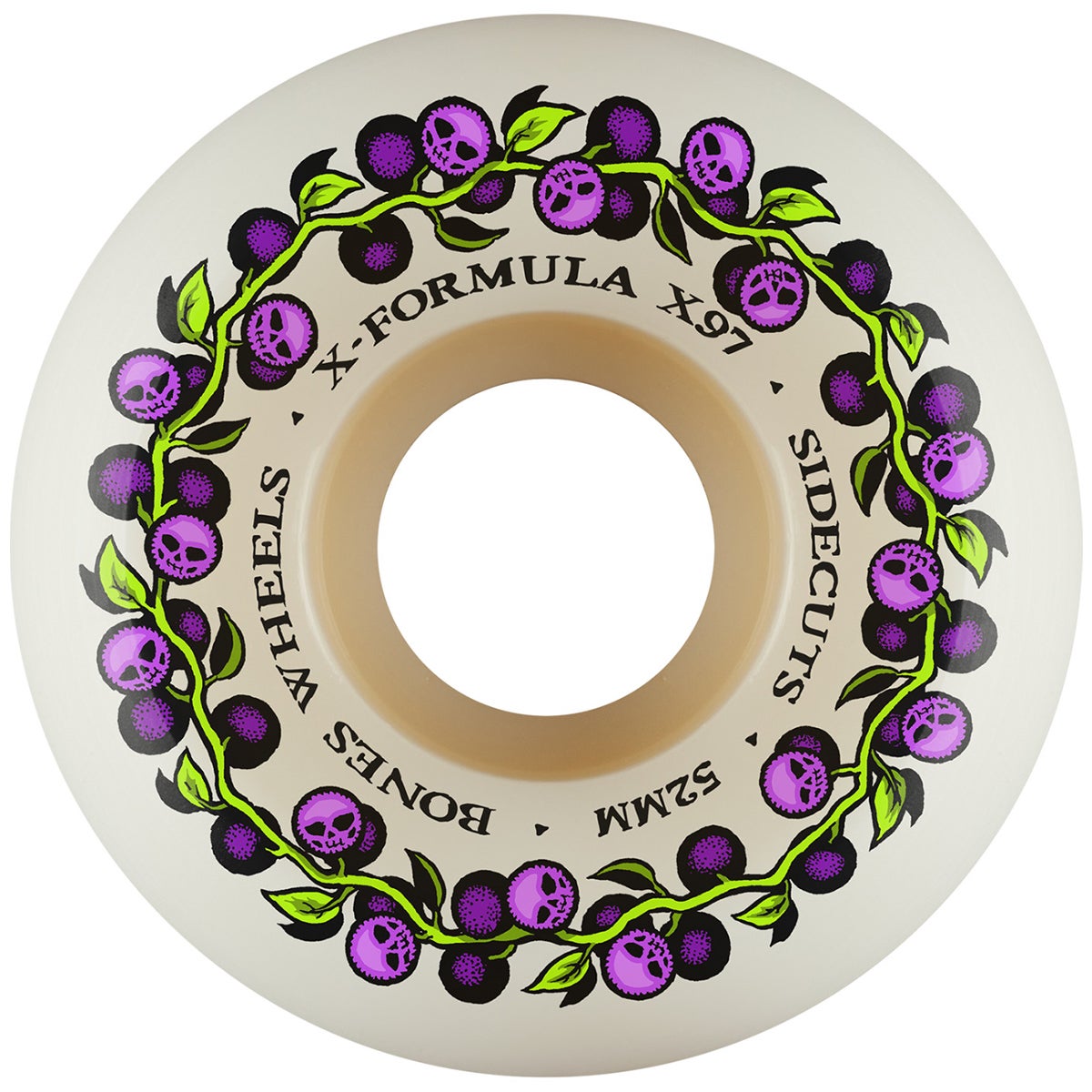 Bones X-Formula Skullberries V5 Sidecut 97A Skateboard Wheels in White ...
