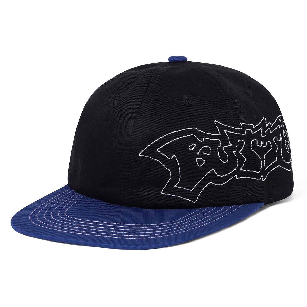 Butter Goods Yard 6 Panel Cap in Black/Royal Blue | Boardertown