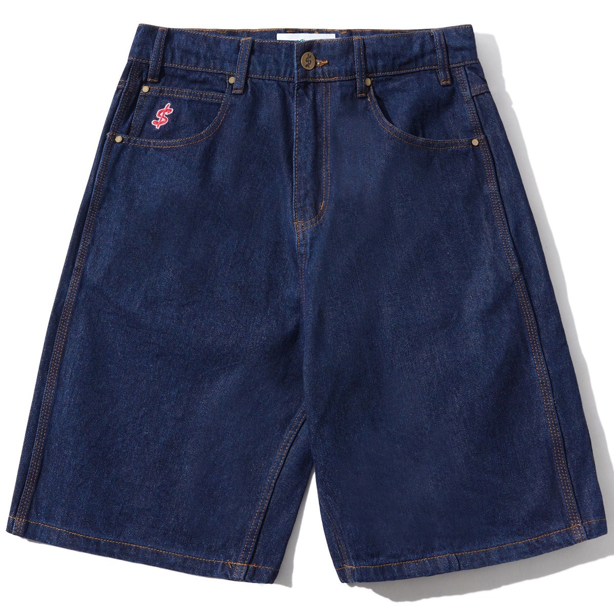 Cash Only Logo Denim Shorts in Raw Indigo | Boardertown