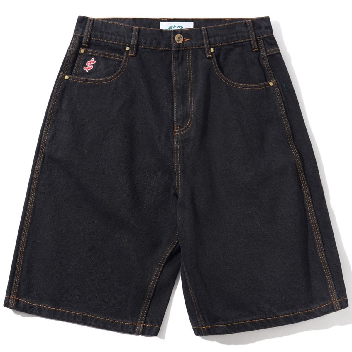Cash Only Logo Denim Shorts in Washed Black | Boardertown