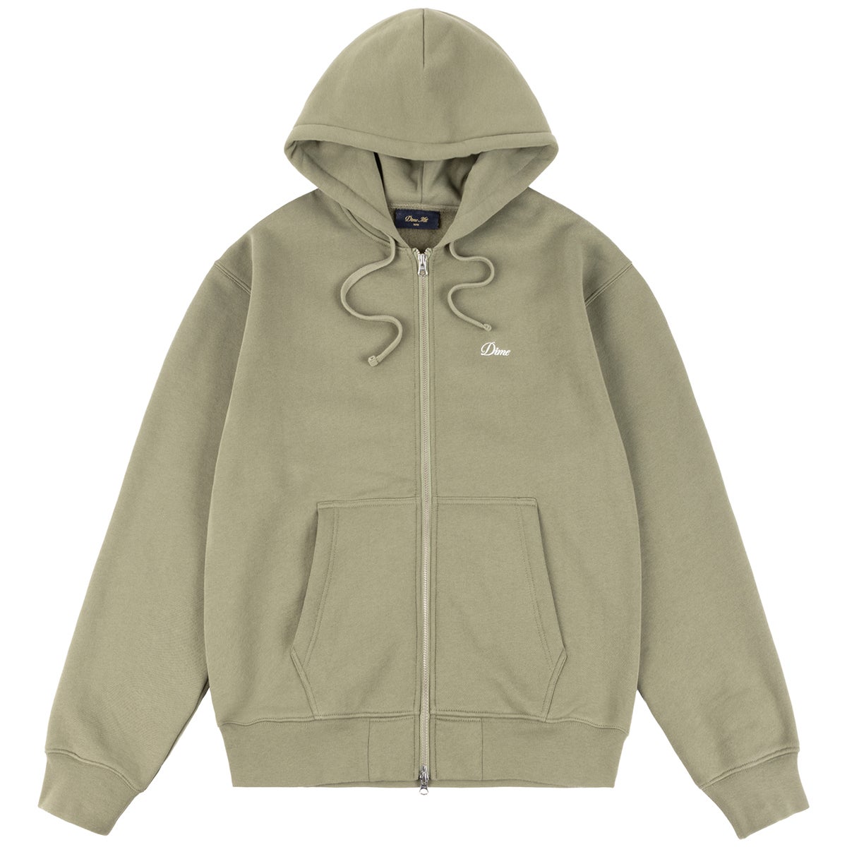 Dime Cursive Zip Hoodie in Army Green | Boardertown