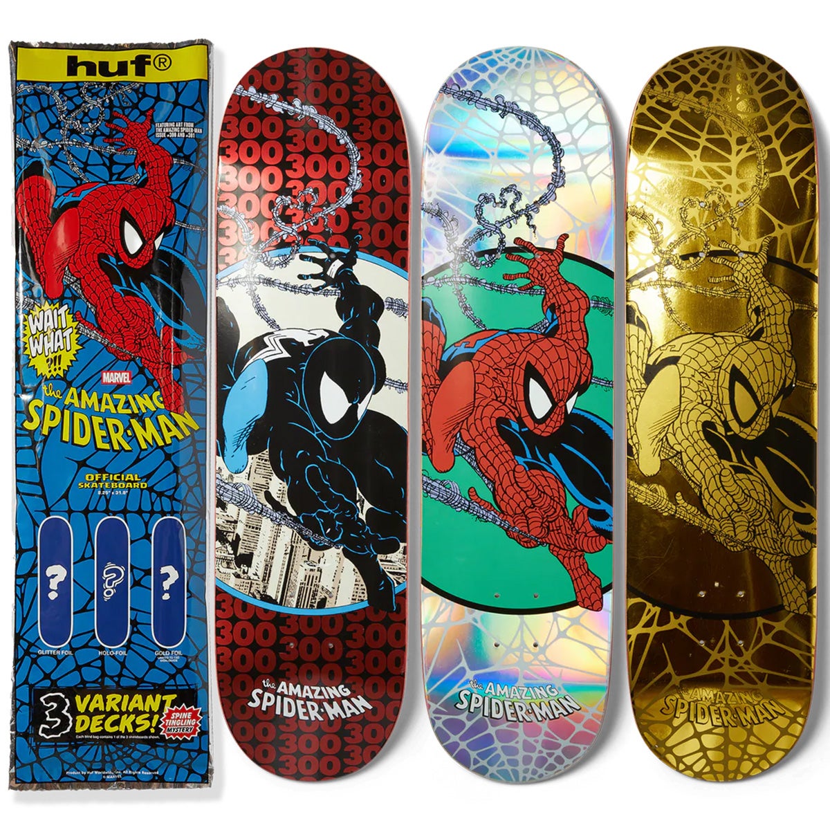 Huf X Spiderman Issue 300 Blind Bag Skateboard Deck in Team | Boardertown JP