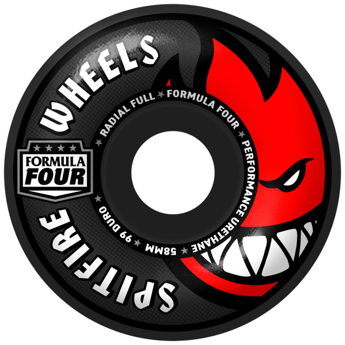 Spitfire F4 Team Colors 99DU Radial Full Skateboard Wheels in Black ...