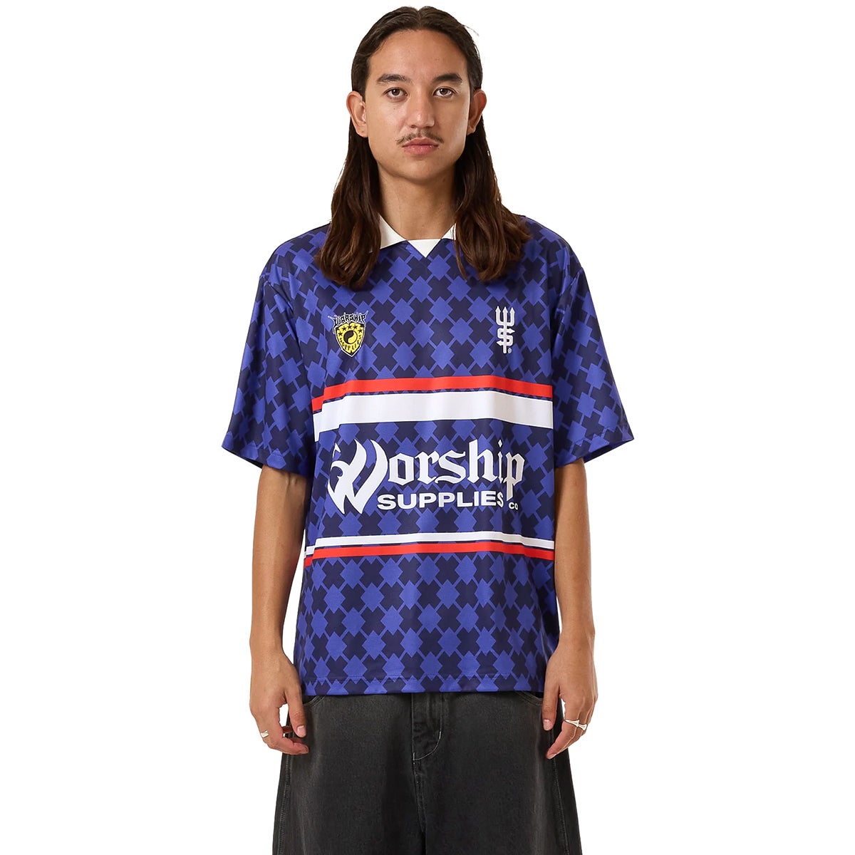 Worship Offside Football Jersey in Blue Depths | Boardertown